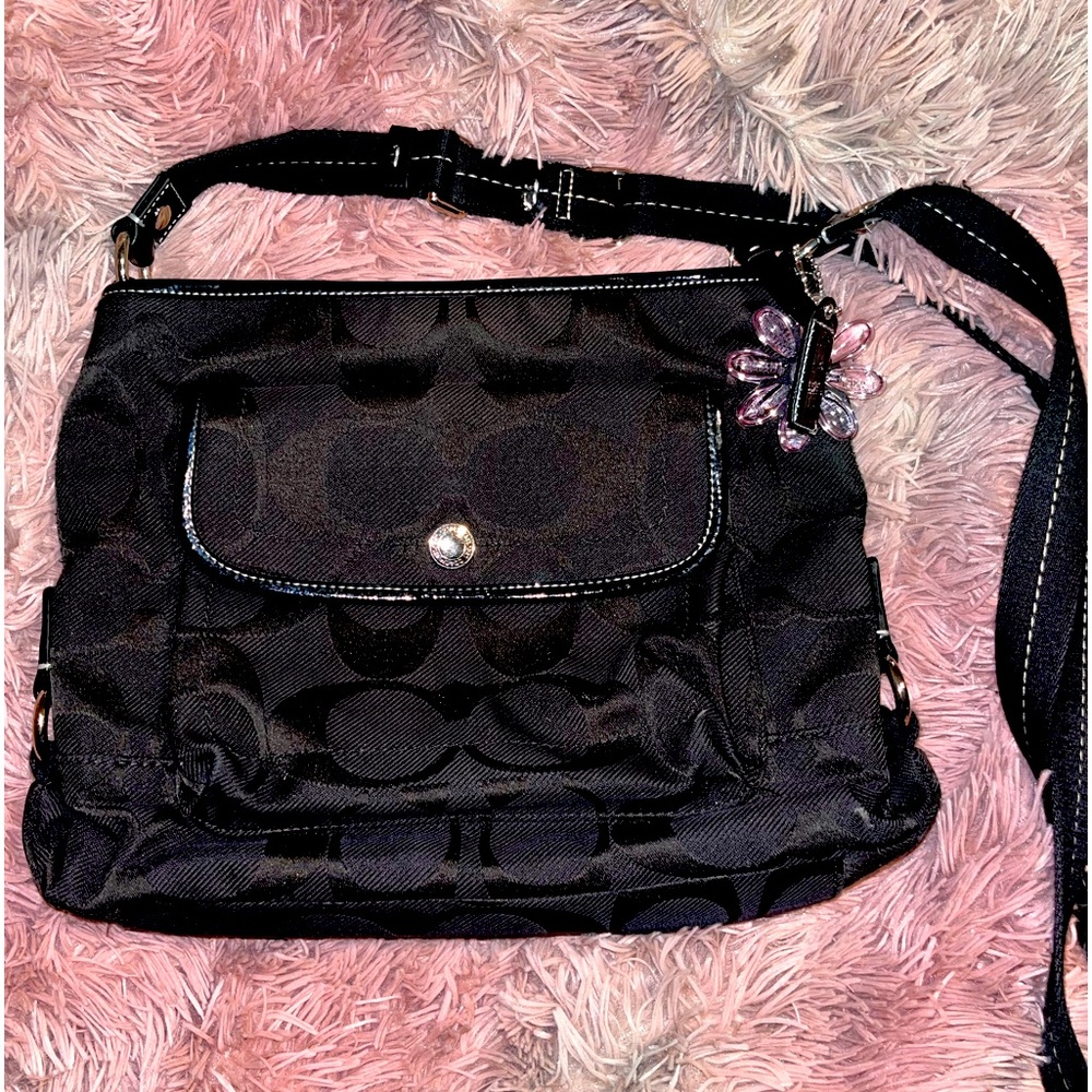 Authentic Crossbody Coach Signature Logo Canvas Bag - Gem